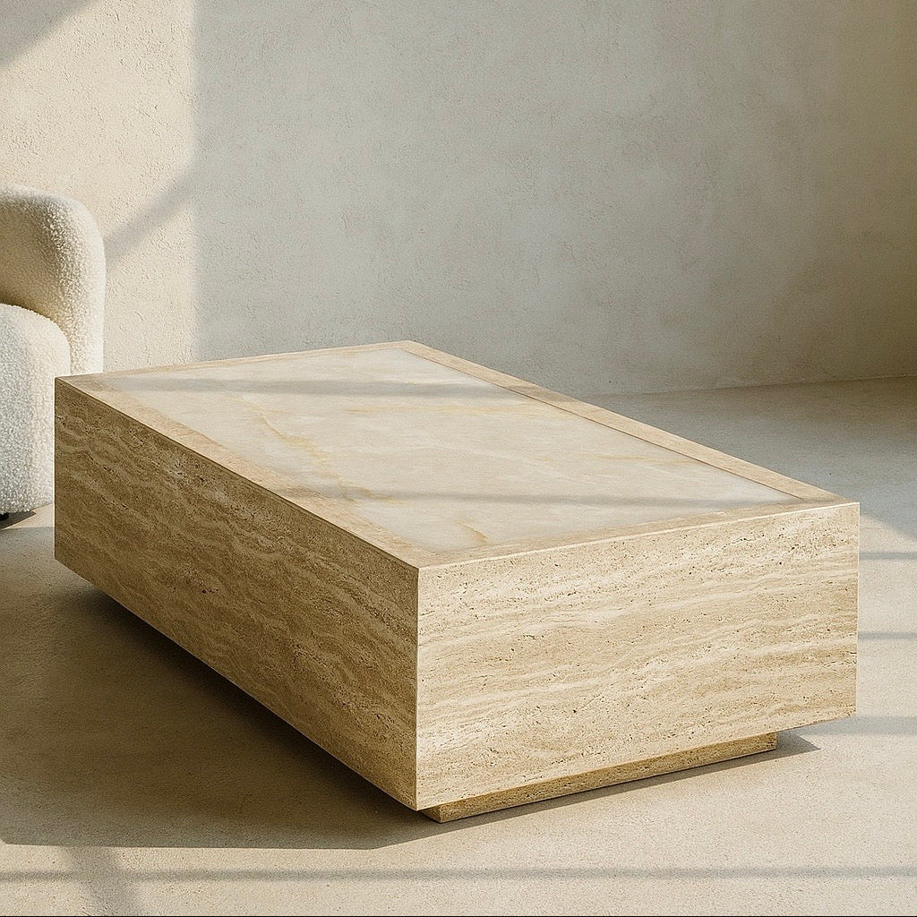 Palermo 52" Beige Travertine Onyx Coffee Table – Belaré Home